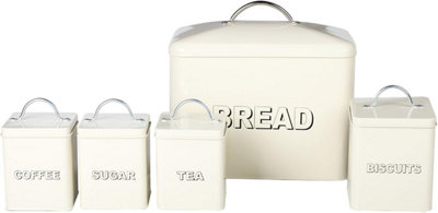 5PC Vintage Classic Metal Kitchen Compendium Storage Set. | DIY at B&Q