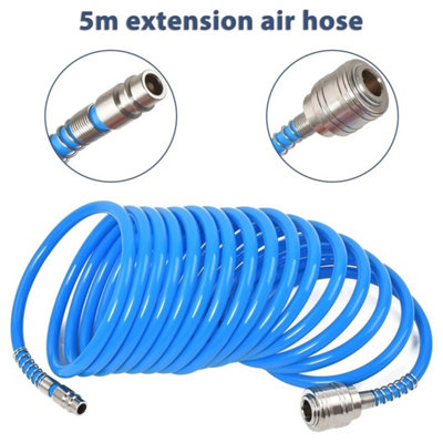 5PCS Air Compressor Recoil Hose Tool Tyre Inflator Duster Gun Kit