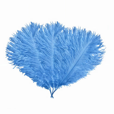 5pcs Baby Blue Ostrich Feather Plume, Natural Feather Fringe, 35cm-40cm