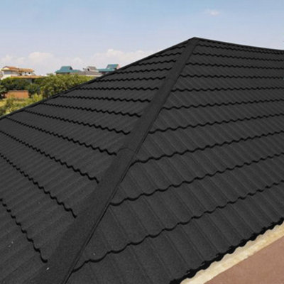 5pcs Black Bond Tile Stone Coated Galvanized Zinc Asphalt Shingles Roof ...