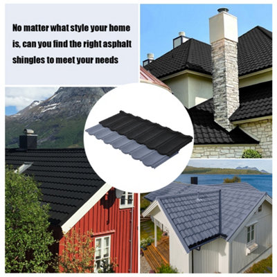 5pcs Black Bond Tile Stone Coated Galvanized Zinc Asphalt Shingles Roof ...