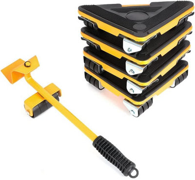 5Pcs Heavy Furniture Shifter Lifter Moving Tool Set - Yellow