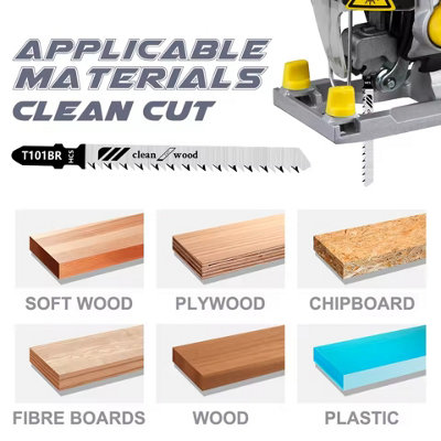 5pcs Jigsaw Blade Set, High Carbon Steel, Fast Wood Cutting