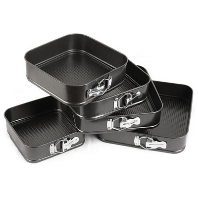 5PCS NON STICK BAKING CAKE MOULD TINS SQUARE SPRING FOAM BAKE TRAYS 5 ...