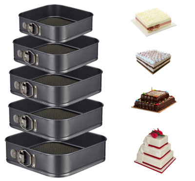 5PCS NON STICK BAKING CAKE MOULD TINS SQUARE SPRING FOAM BAKE TRAYS 5 ...