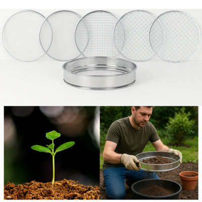 5Pcs Stainless Steel Soil Sieve Set Garden Compost Sifter with 5 Mesh ...