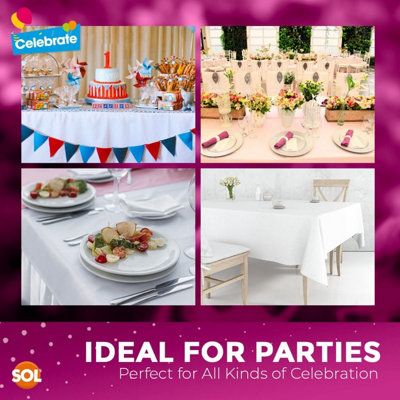 5pk White Paper Table Covers 90cm x 90cm, Paper Tablecloths for Parties ...