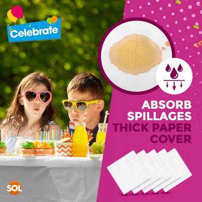 5pk White Paper Table Covers 90cm x 90cm, Paper Tablecloths for Parties ...