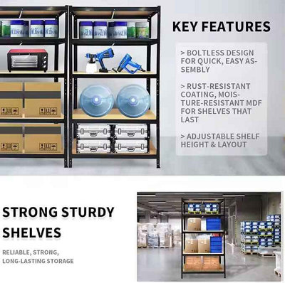 5Tier Heavy Duty Galvanised Storage Rack 875kg Capacity Metal Shelving Unit