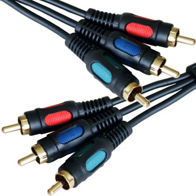 5x 0.15m 3RCA Male to 3 Phono Plug Patch Cable Lead RGB ComponentCCTV
