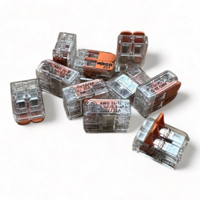 5x 2 Way WAGO 221-412 Series Reusable Electrical Wire Cable Connectors ...