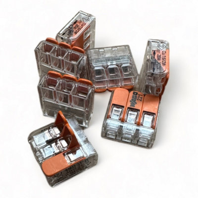 5x 3 Way WAGO 221-413 Series Reusable Electrical Wire Cable Connectors ...
