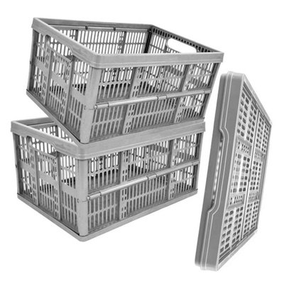 5x 32 Litre Large Stackable Multi Use Fruit, Veg, Books Strong Foldable ...