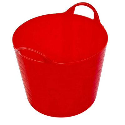 5x 40 Litre Strong Robust Red Coloured Flexible Tubs For Multi Purpose ...