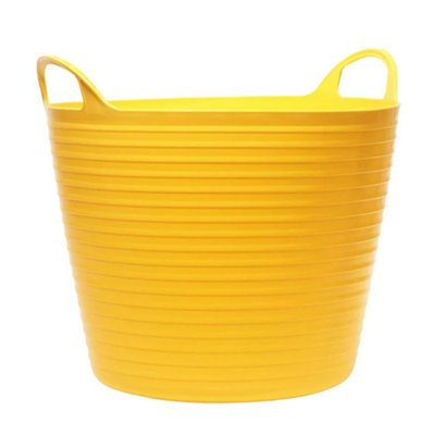 5x 40 Litre Strong Robust Yellow Coloured Flexible Tubs For Multi ...