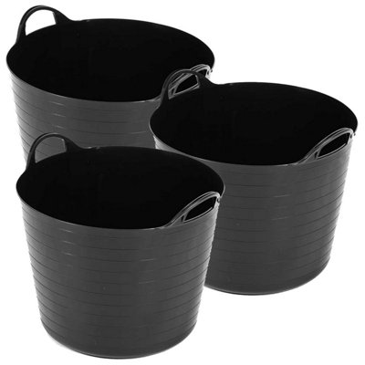 5x 40 Litres Strong Large Flexi Storage Tub Rubble Container With ...
