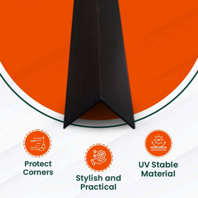 5x Black 50 x 50mm Plastic Angle Trim 1 Metre UPVC Trim for Edges ...