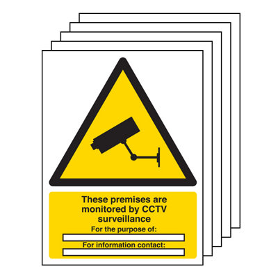 5x CCTV PREMISES UNDER CCTV SURVEILLANCE Security Sign - PVC 150x200mm