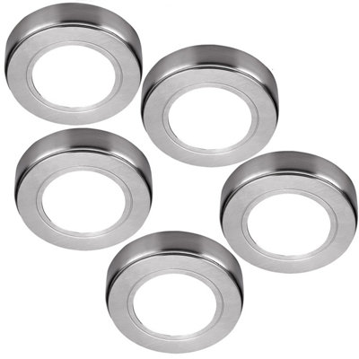 5x CHROME Round Surface or Flush Under Cabinet Kitchen Light Kit - 240V ...