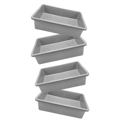 5x Rectangular Multipurpose Indoor Outdoor Deep Grey Trays Ideal For ...