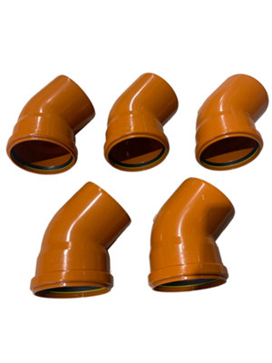 5x Underground Drainage 45 deg single socket bends 110mm