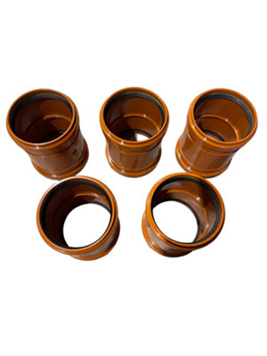 5x Underground Drainage Coupler Double Socket 110mm