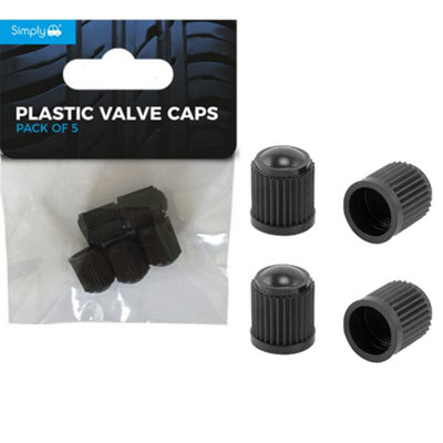 5x Universal Car Bike Black Plastic Dust Valve Cap Tyre Alloy Wheel ...