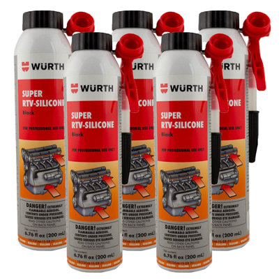 5x Wurth RTV Black Silicone Instant Gasket Maker High Temperature Sealant 200ml