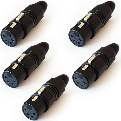 5x XLR 4 Pin Pole Female Connector Socket Solder Adapter Audio Cable ...