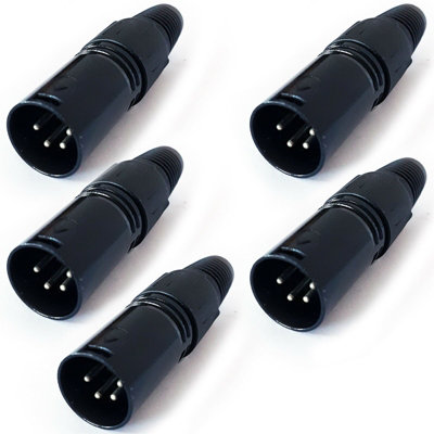 5x XLR 4 Pin Pole Male Connector Plug Solder Adapter To Audio Cable ...