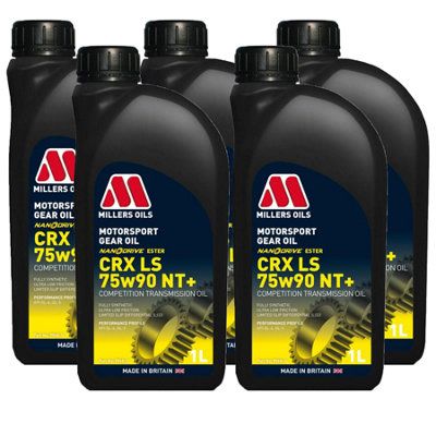5x1L Millers 75w90 NT+ Fully Synthetic synth Gear Oil Motorsport CRX LS NT+