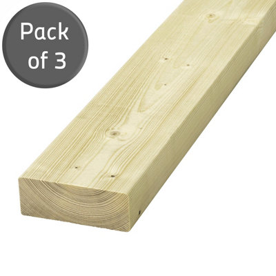 5x2 Inch Treated Timber (C16) 44x120mm (L)1800mm - Pack of 3 | DIY at B&Q