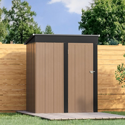 5x3ft Garden Storage Shed Metal Shed Pent Roof with Lockable Single Door