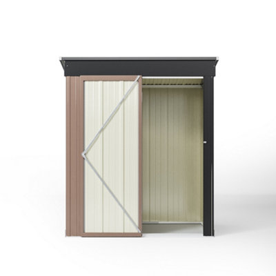 5x3ft Garden Storage Shed Metal Shed Pent Roof with Lockable Single Door