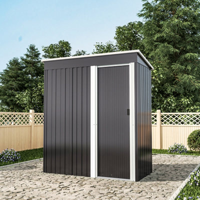 5x3ft Metal Shed Garden Storage Shed Pent Roof with Single Door ...