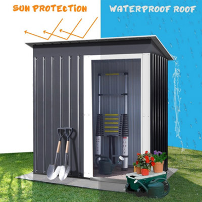 5x3ft Metal Shed Garden Storage Shed Pent Roof with Single Door ...