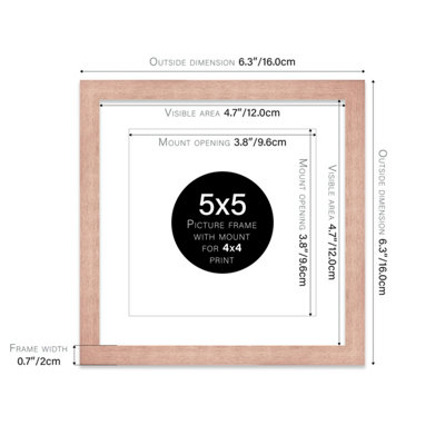 5x5" Bronze Picture Frame - 5x5" Square Frame with 4x4" Mount for 5x5 ...