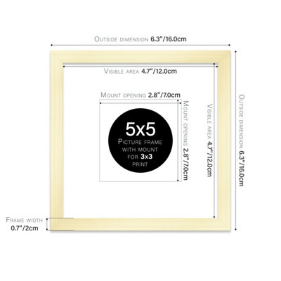 5x5" Gold Picture Frame - 5x5" Square Frame with 3x3" Mount for 5x5 ...