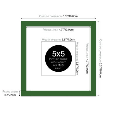 5x5" Green Picture Frame - 5x5" Square Frame with 3x3" Mount for 5x5 ...