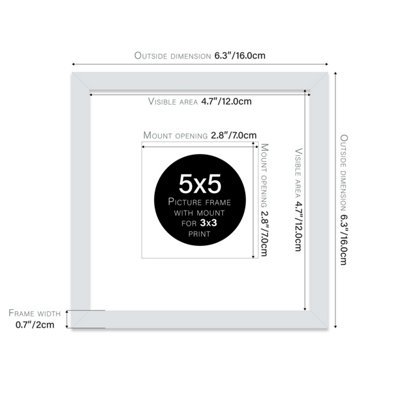 5X5" LIGHT GREY PICTURE FRAME - 5X5" SQUARE FRAME WITH 3X3" MOUNT FOR ...