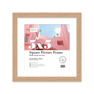 5x5" Oak Picture Frame - 5x5" Square Frame with 4x4" Mount for 5x5"/4x4 ...