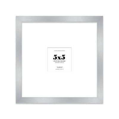 5x5" Silver Picture Frame - 5x5" Square Frame with 2x2" Mount for 5x5 ...