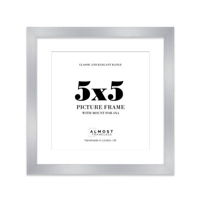 5x5" Silver Picture Frame - 5x5" Square Frame with 4x4" Mount for 5x5 ...