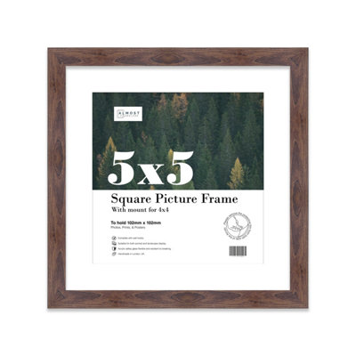 5x5" Walnut Picture Frame - 5x5" Square Frame with 4x4" Mount for 5x5 ...