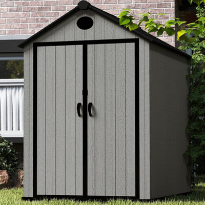 5x7FT Apex Roof Garden Tool Shed Plastic Shed with Double Outward ...