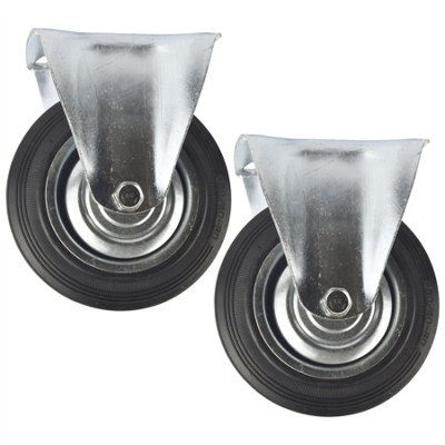 6" (150mm) Rubber Fixed Castor Wheels Trolley Furniture Caster (2 Pack ...