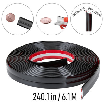 6.1m Self Adhesive Flexible Corner Trim Wall Moulding Trim Tape in Black