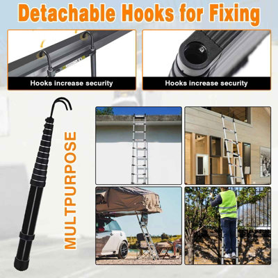6.2M Telescopic Aluminium Ladder, Folding Extendable Ladder with ...