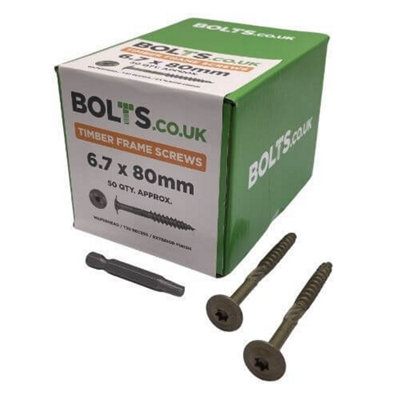6.7mm x 80mm - Performance T30 Torx Wafer Head Structural Screws ...