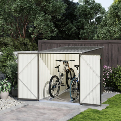 6.7x4.6 ft Grey Pent Roof Bike Storage Shed Metal Shed Garden Storage ...